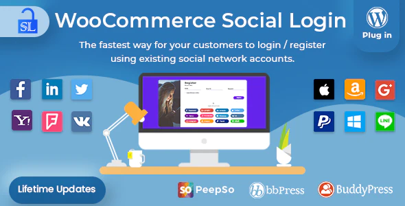 Buy Social Login - WordPress / WooCommerce Plugin: Just $8